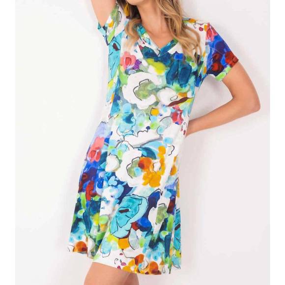DOLCEZZA | Dresses | New Dolcezza Wild Virginia Floral V Neck Dress In ...
